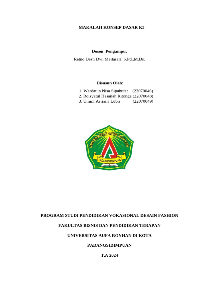 MAKALAH KONSEP DASAR K3 kl 1 | PDF