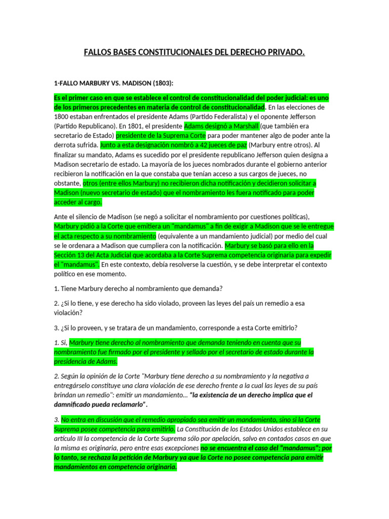 FALLOS BASES CONSTITUCIONALES DEL DERECHO PRIVADO | PDF