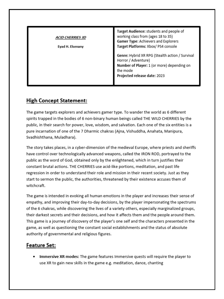 ACIDCHERRIESHigh Concept Statement | PDF