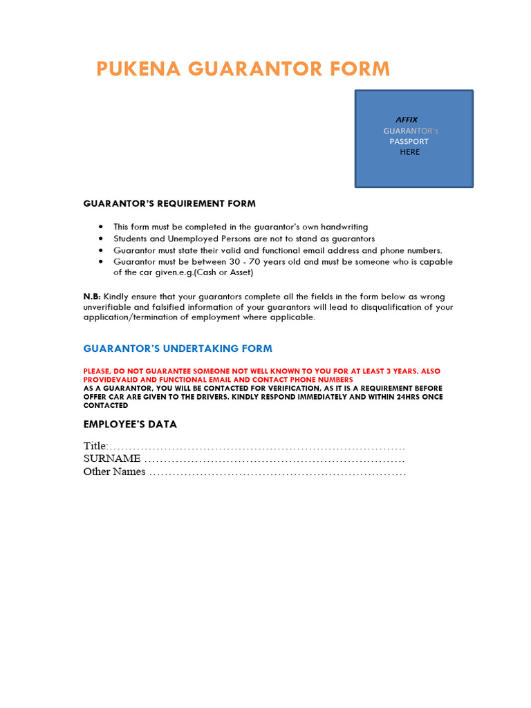 Drivers Guarantor Form | PDF