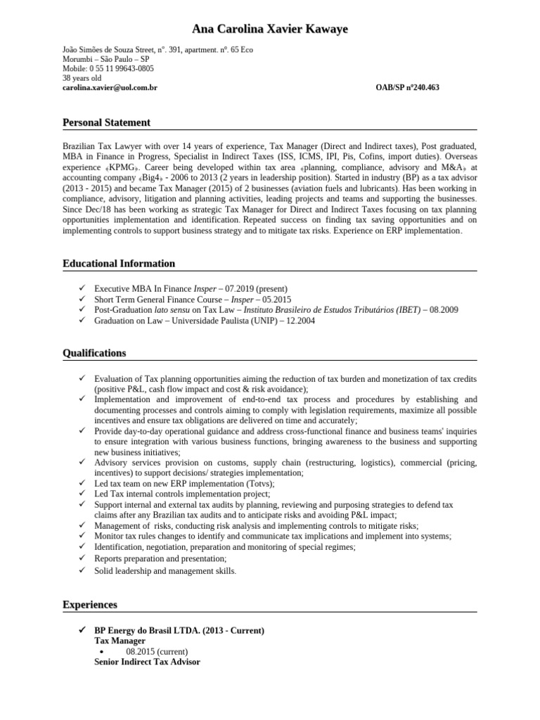 CV Ana Carolina Xavier English | PDF