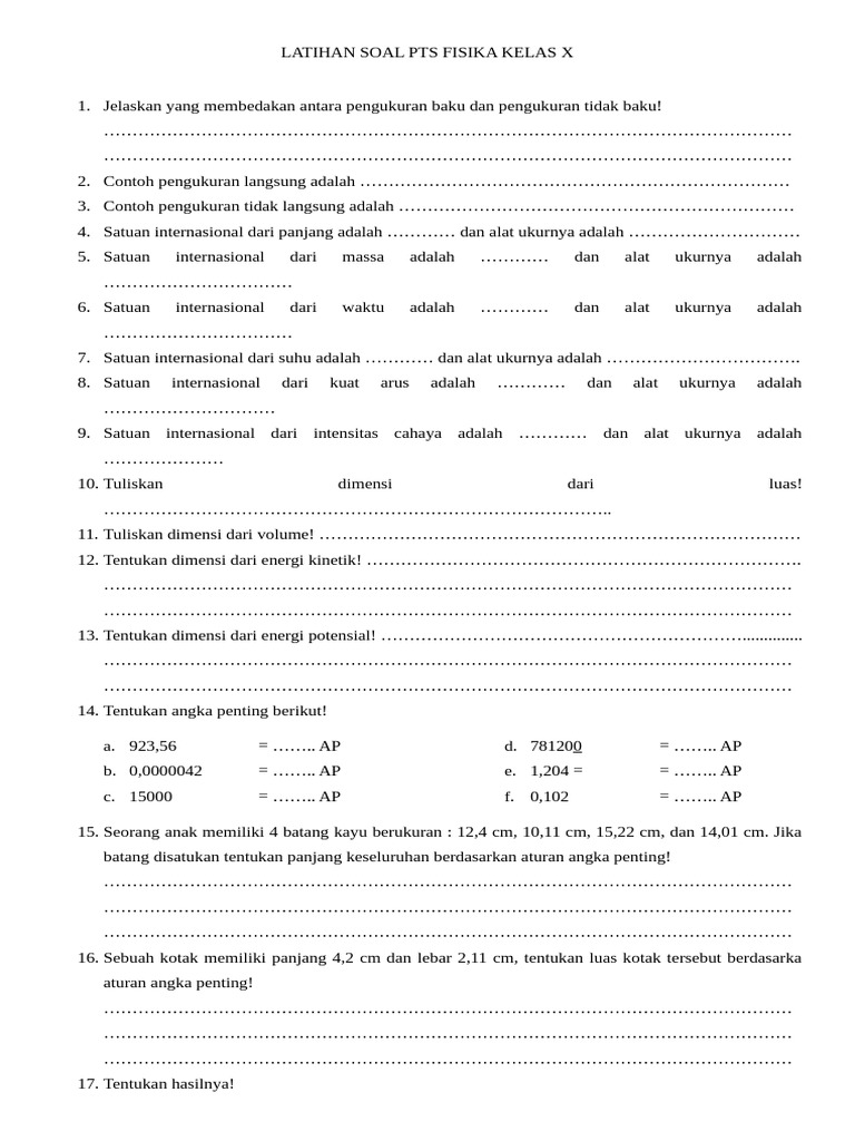 LATIHAN SOAL PTS Fisika | PDF