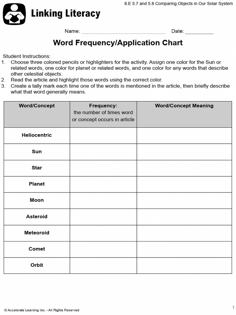 Comparing objects in our Solar System Worksheet | PDF Comparing objects in our Solar System Worksheet | PDF