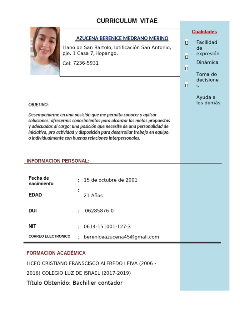 Curriculum de Azucena Berenice Medrano Merino - Editado - 010728 - 020013 | PDF
