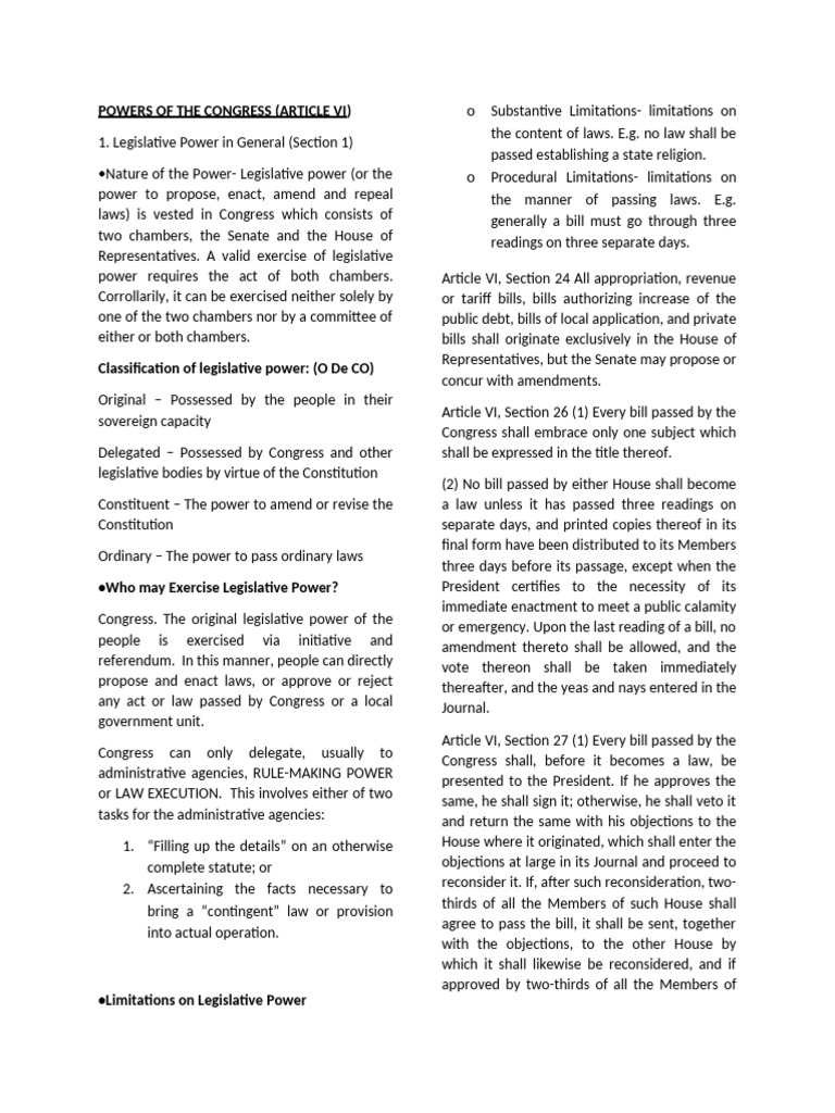 POWERS OF THE CONGRESS | PDF