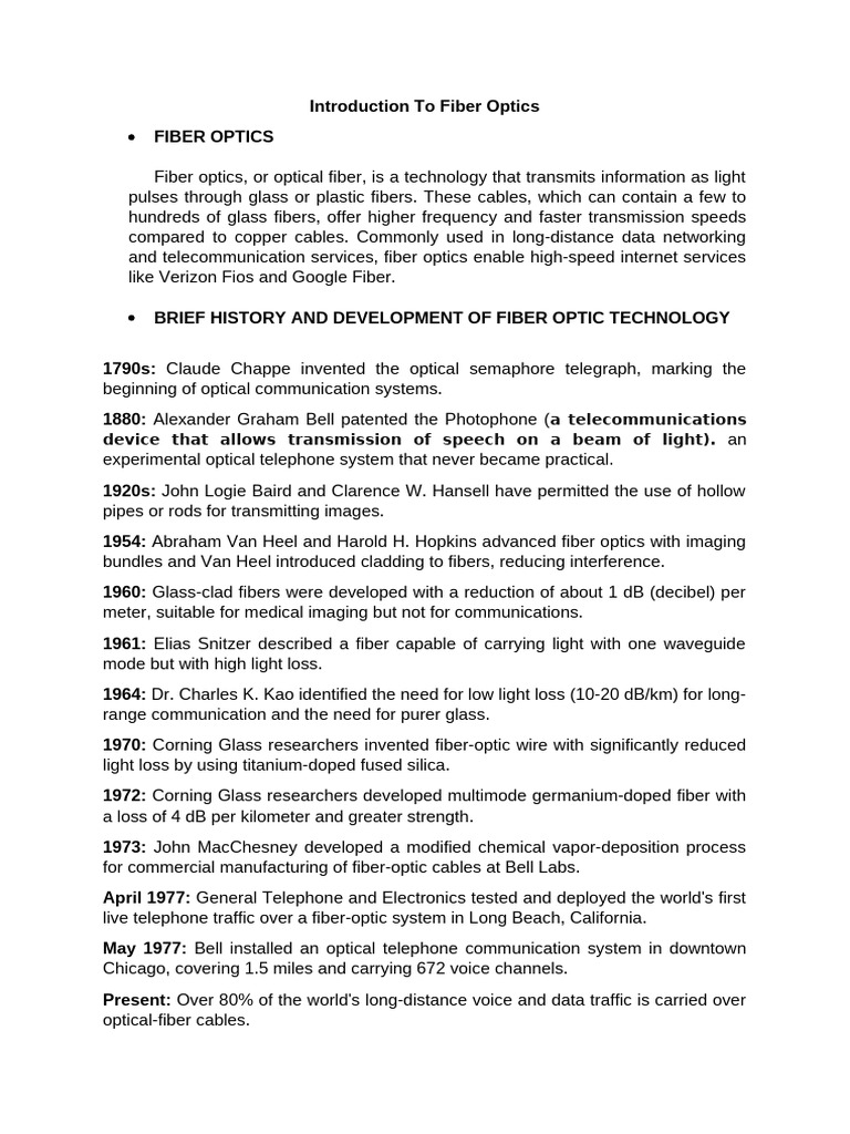 Introduction To Fiber Optics | PDF