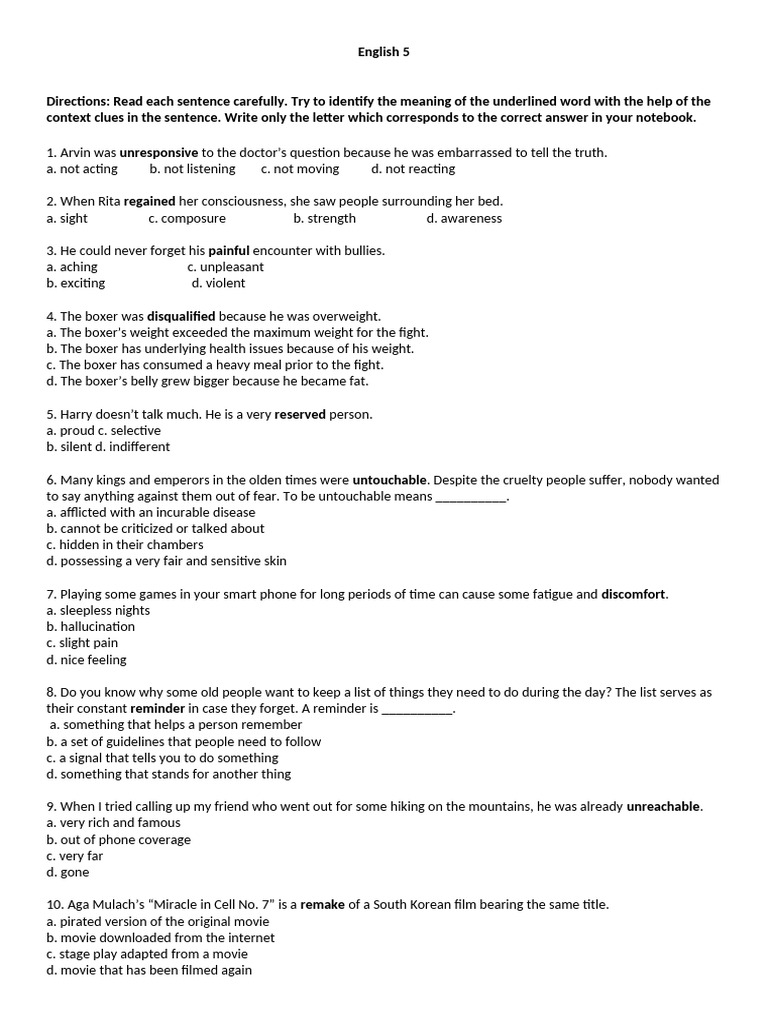 English 5 | PDF