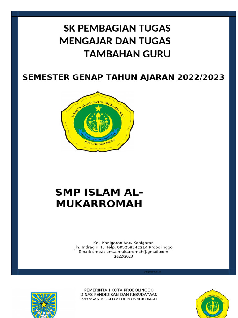 SK Pembagian Tugas Mengajar Genap 2022-2023 | PDF