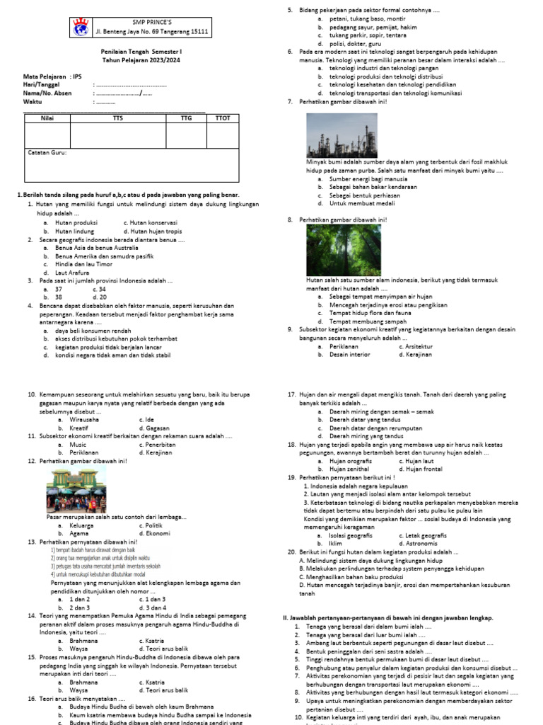Soal PTS Ips Kelas 8 | PDF