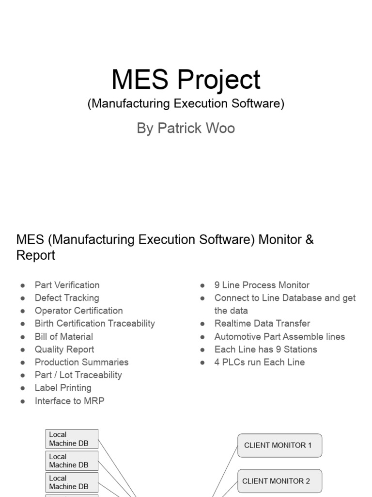 MES Project (Manufacturing Execution Software) | PDF