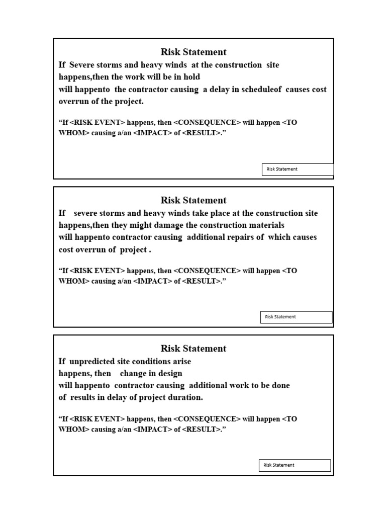 Risk Statement Template | PDF