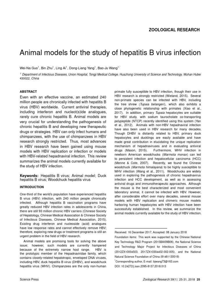 2018-Rev-Animal Models For The Study of Hepatitis B Virus Infection | PDF