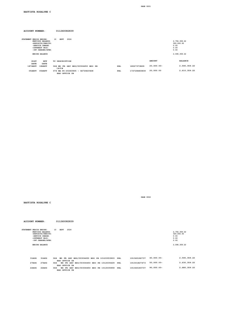 Bdo Bank Statement | PDF