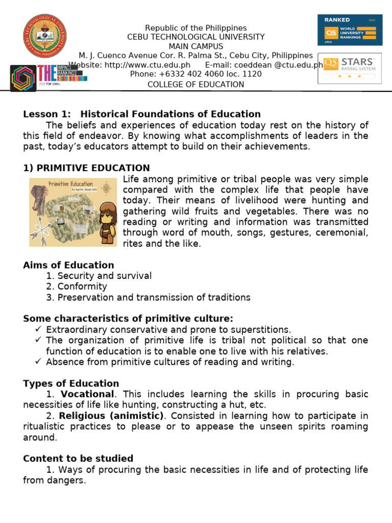Historical Foundations of Education | PDF