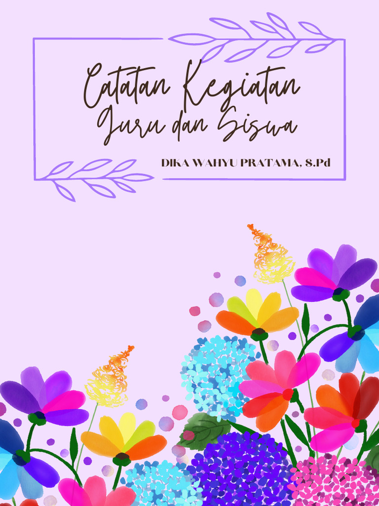 Purple Bright Floral Teacher Planner Cover | PDF