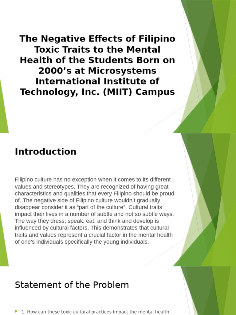 The Negative Effects of Filipino Toxic Traits To | PDF