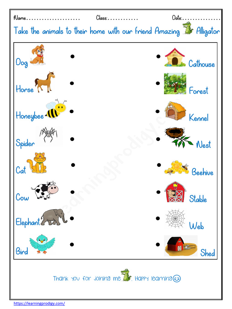 Match Animals Home 1 | PDF