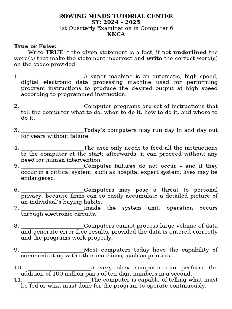Q1 - KKCA - Computer 6 | PDF | Computing | Technology & Engineering