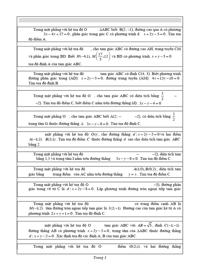 Cac Bai Toan Trong Tam Giac | PDF