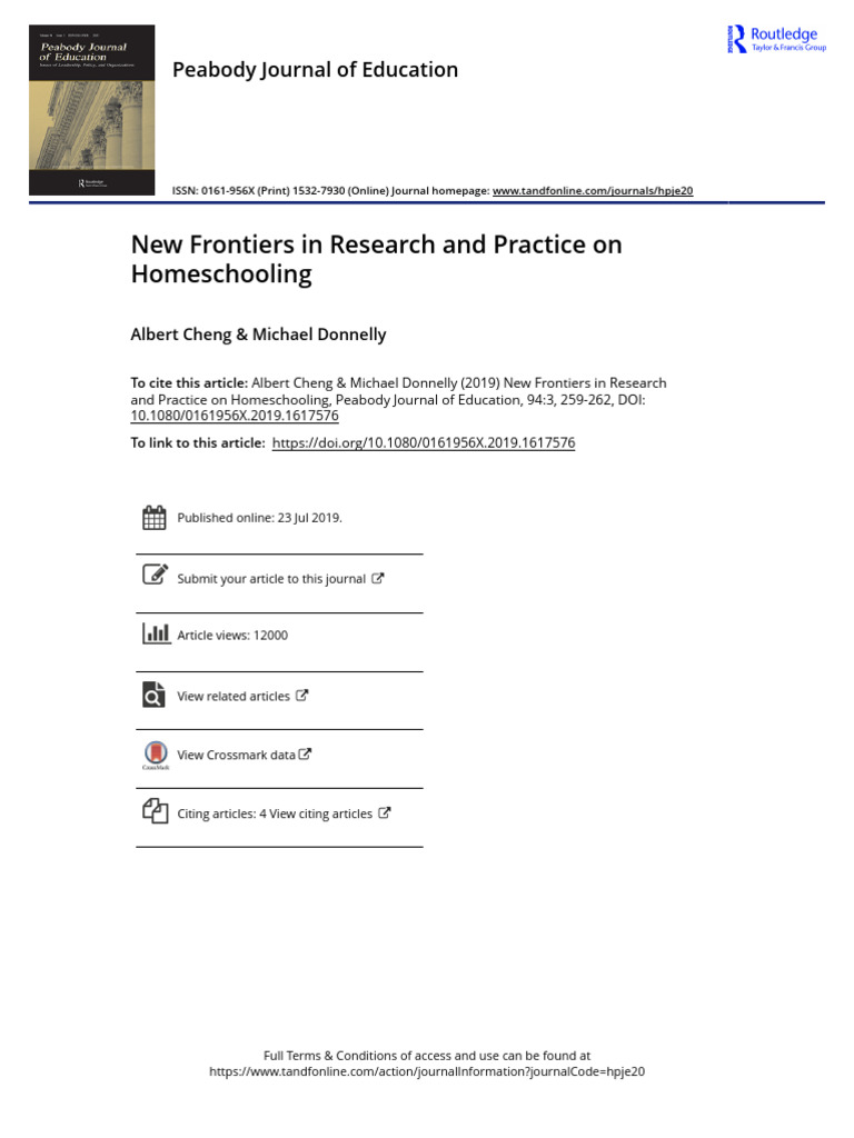 New Frontiers in Research and Practice On Homeschooling | PDF