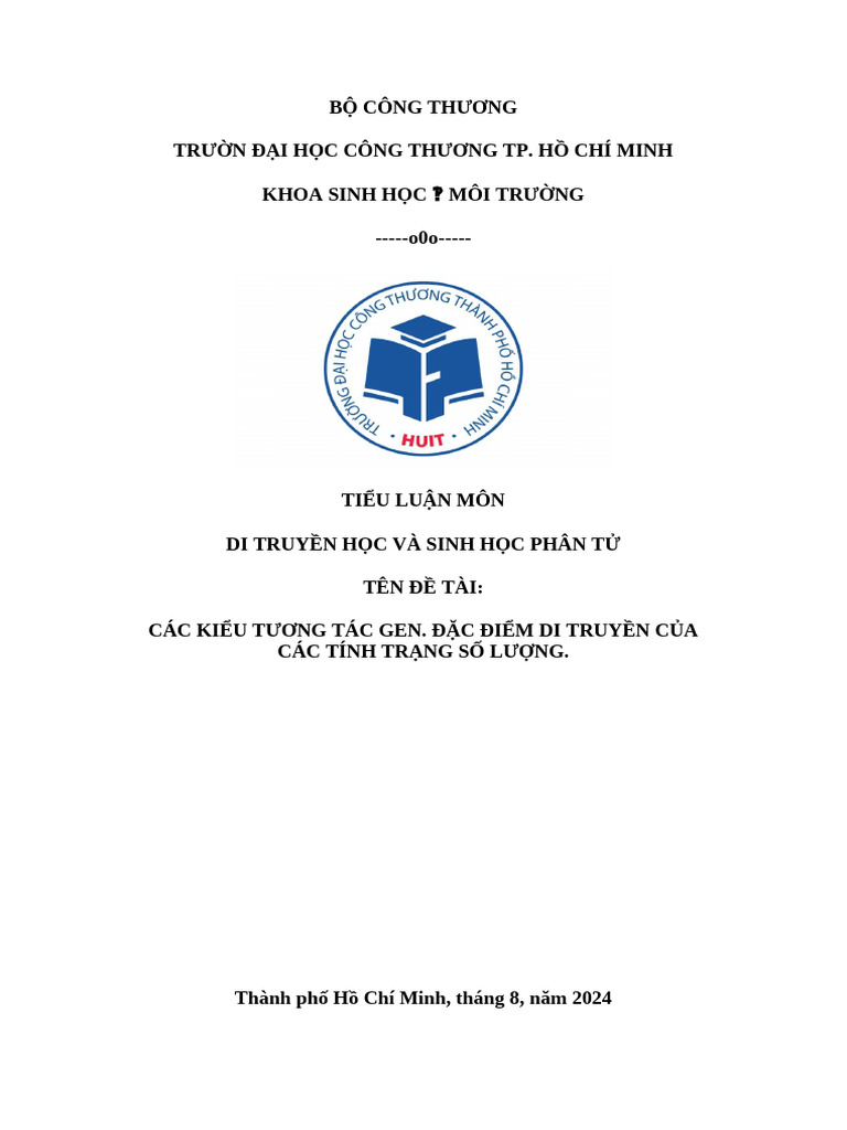 Tieu Luan Mon Di Truyen Học Và Sinh Hoc Phan Tu - Nhom 4 | PDF