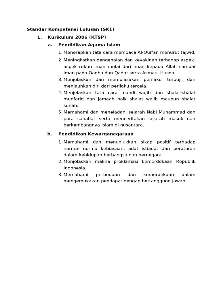 Standar Kompetensi Lulusan SKL PKBM Prestasi Mandiri | PDF