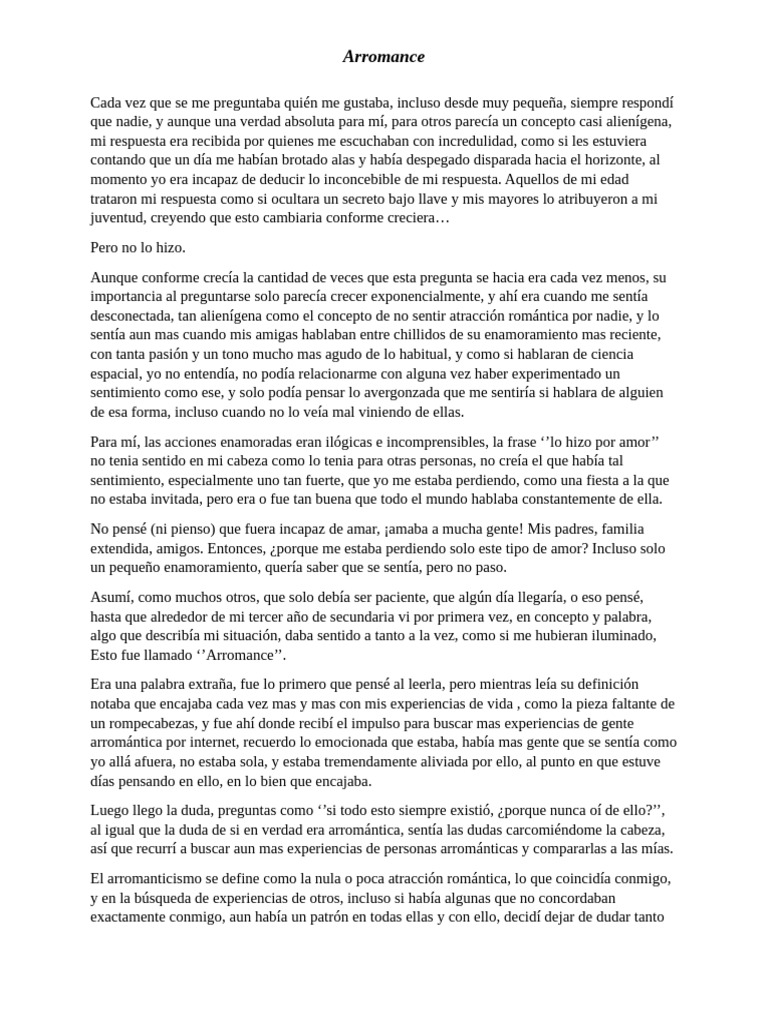 Arromance Ensayo | PDF | Amor | Verdad