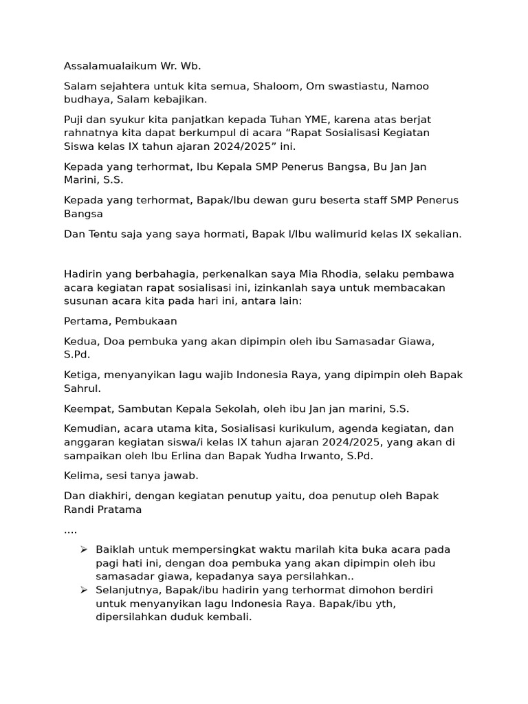 teks mc sekolah | PDF