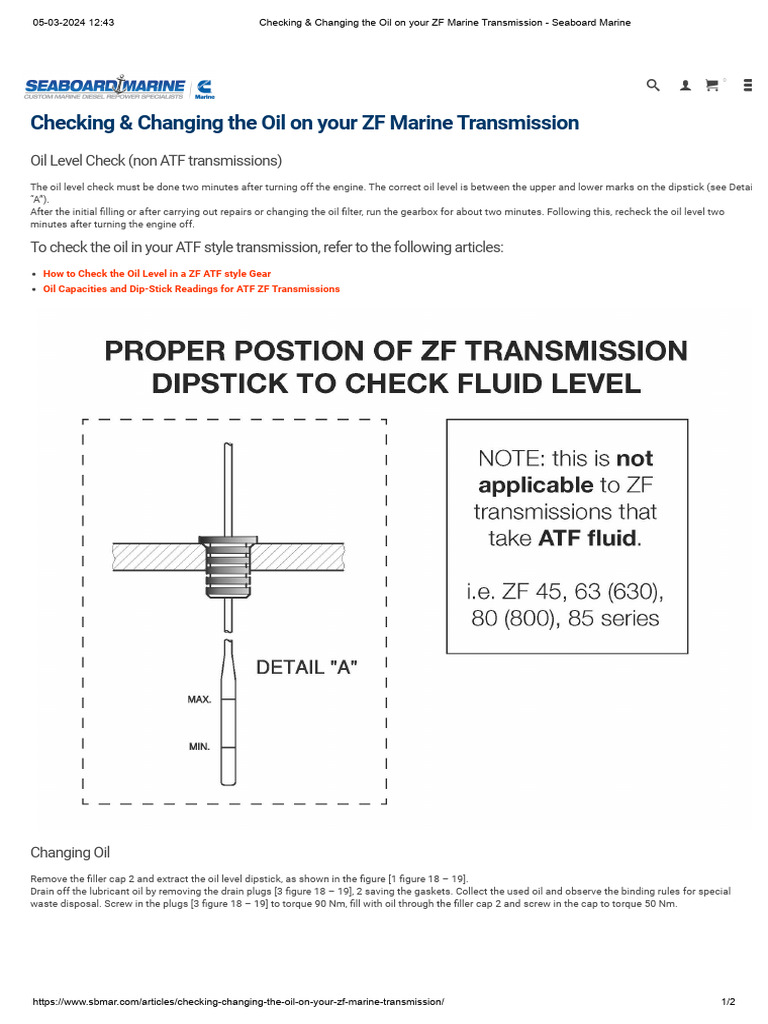ZF Marine Transmission Oil Maintenance Guide | PDF | Machines | Vehicle ...