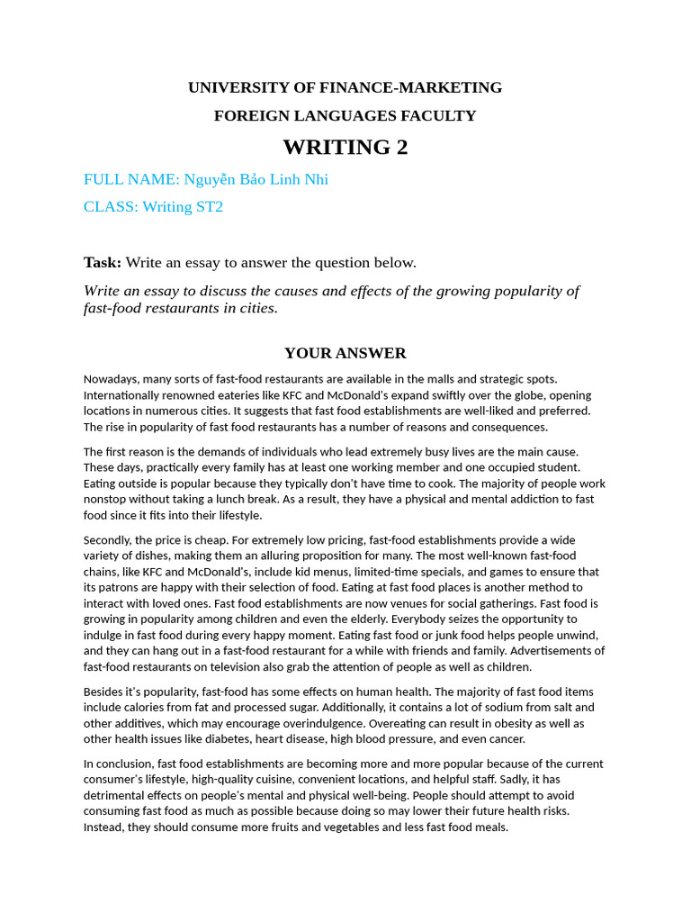 Week 8. Cause Effect Essay | PDF