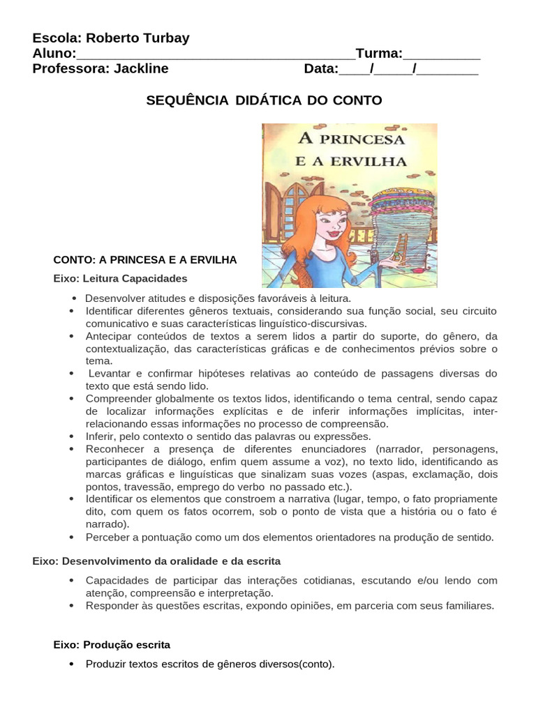 Conto 5ºano A Princesa e A Ervilha | PDF | Príncipe | Contos