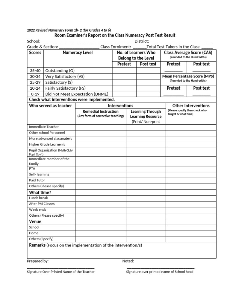 Numeracy Form 1b 2 | PDF
