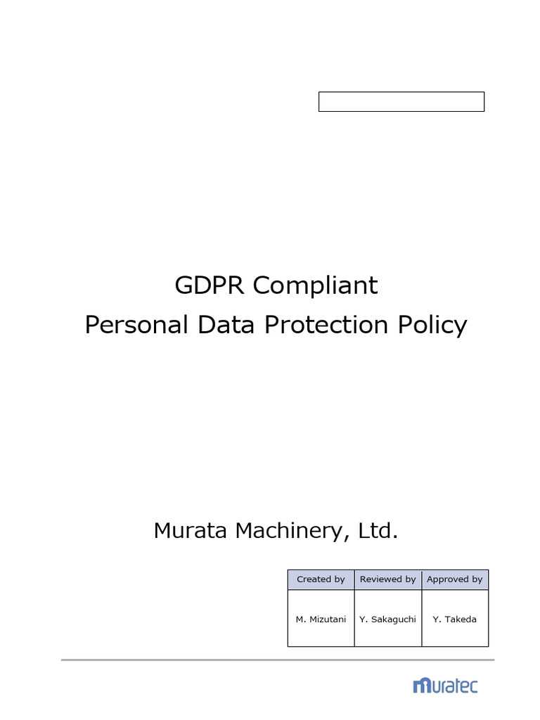 GDPR Compliant Personal Data Protection Policy | PDF