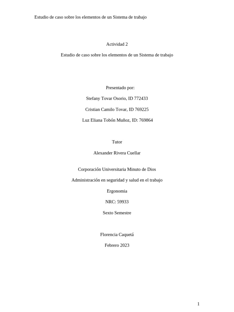 Acti.2 Estudio de Caso. | PDF | Factores humanos y ergonomía