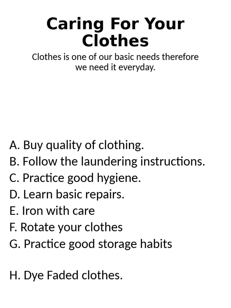 Caring For Your Clothes 3Q | PDF