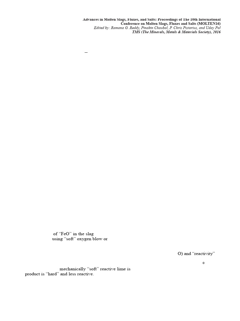 Slag Formation - Thermodynamic and Kinetic Aspects | PDF