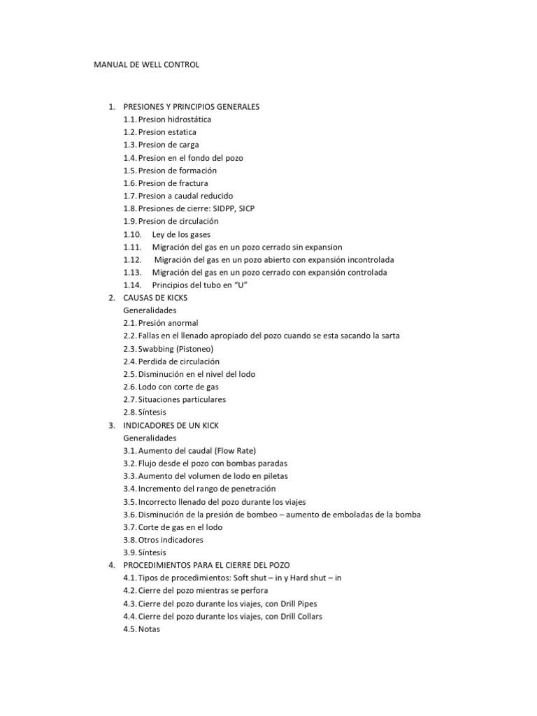 Manual de Well Control | PDF