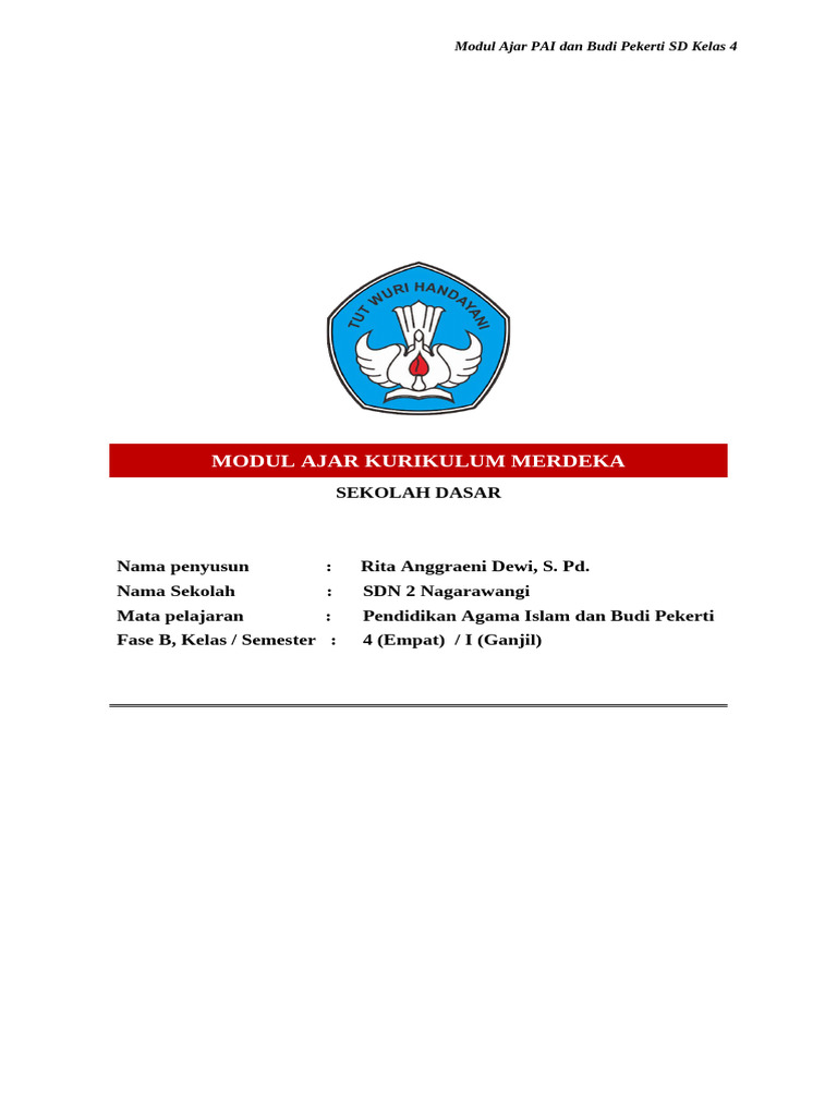 2 - Modul Ajar KLS Iv SMT 1 Bab 2 | PDF