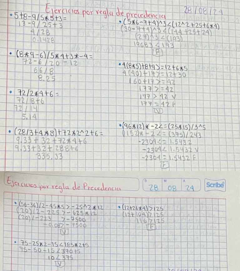 Ejercicios Regla de Precedencia | PDF