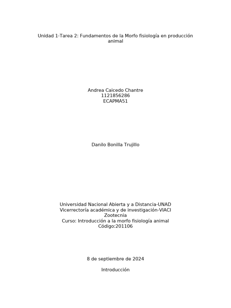 Andre Caicedo Tarea 1 Morfosifiología Animal | PDF | Términos anatómicos de ubicación