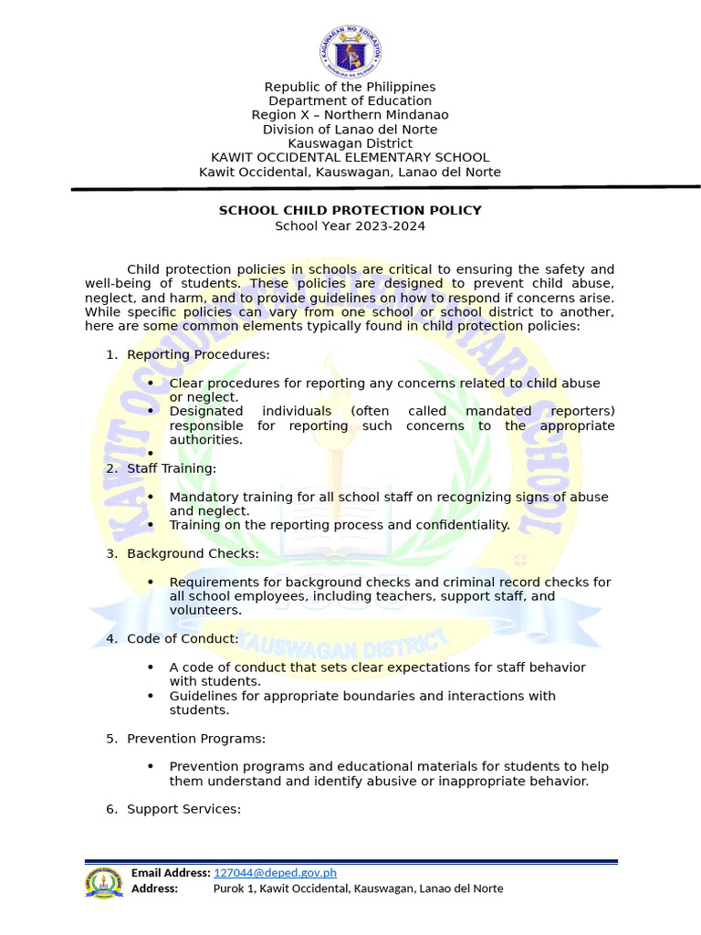 School Child Protection Policy | PDF