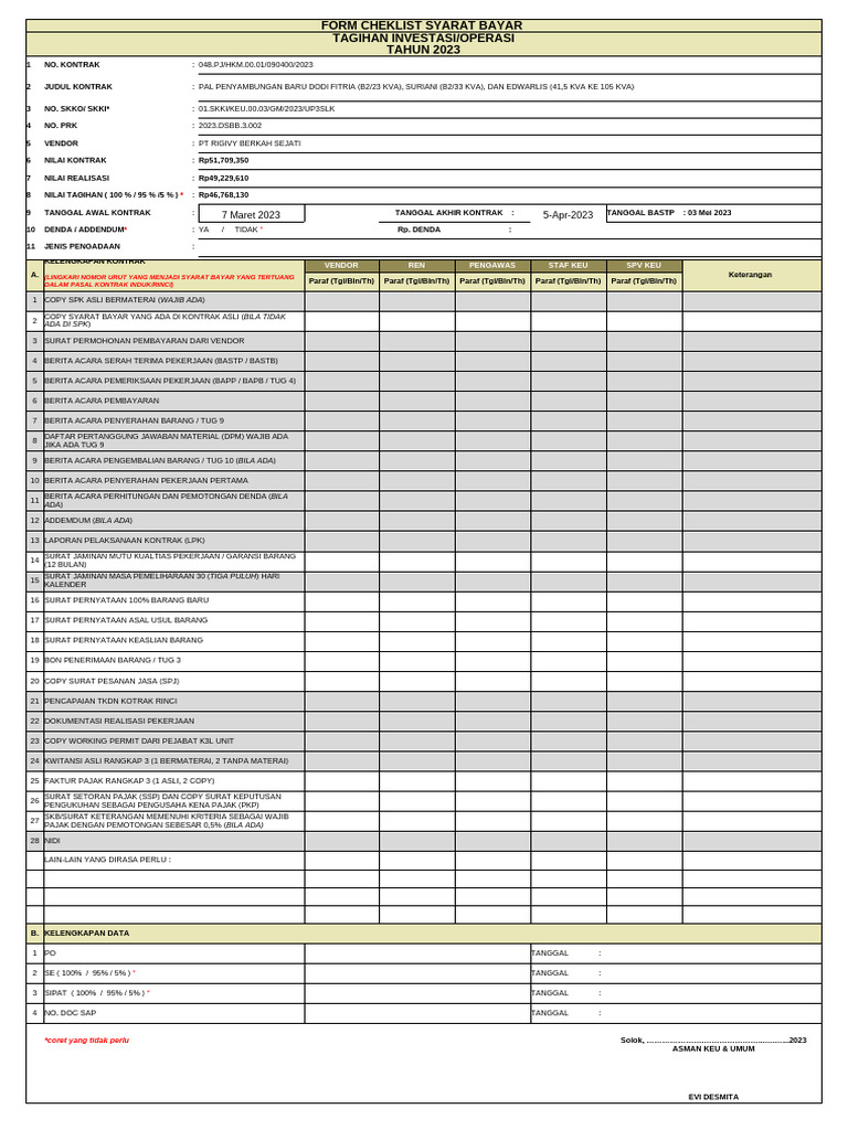 Form Checklist Tagihan New2 | PDF