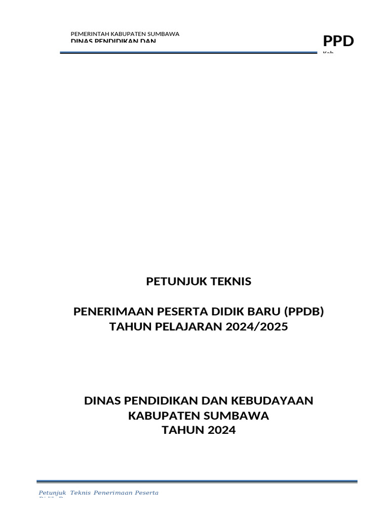 Juknis PPDB Kab Sumbawa 2024 Revisi | PDF