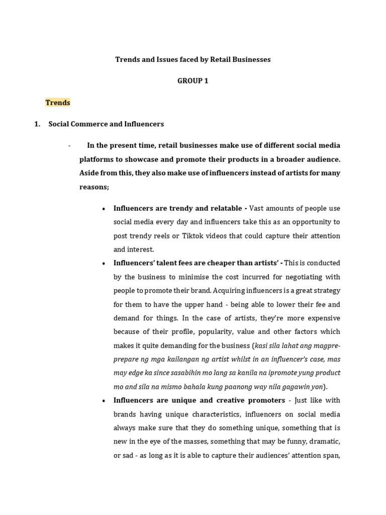 GROUP 1 (Trends and Issues) Report | PDF