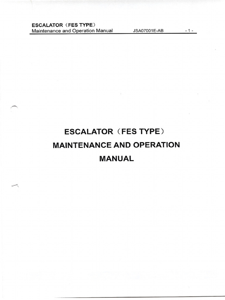 Escalator (Fes Type) Maintenance and Operation Manual | PDF