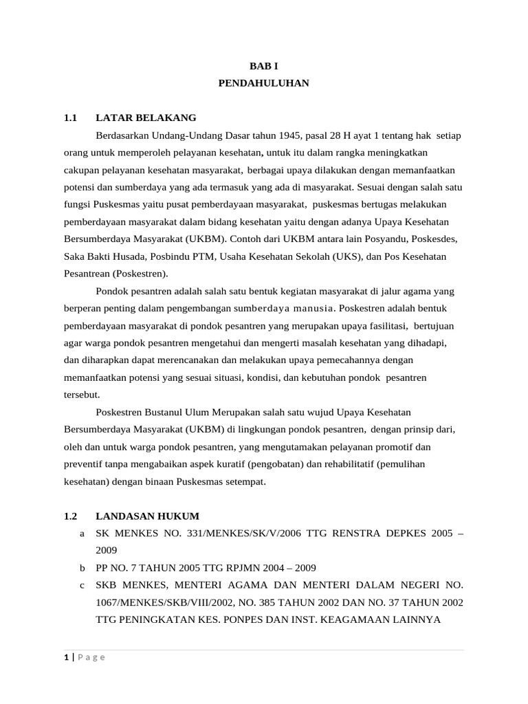 Isi Bab 1-8 Profil Poskestren Bu | PDF