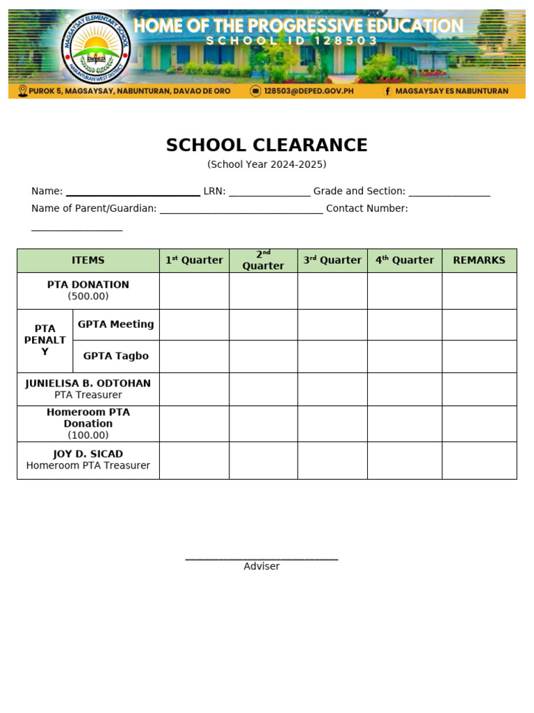 SCHOOL-CLEARANCE-SY-2023-2024 | PDF