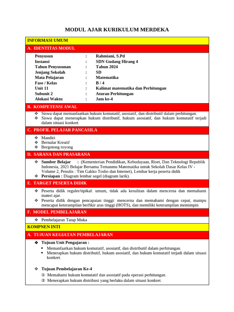 Modul Ajar Kelas 4 Pdf