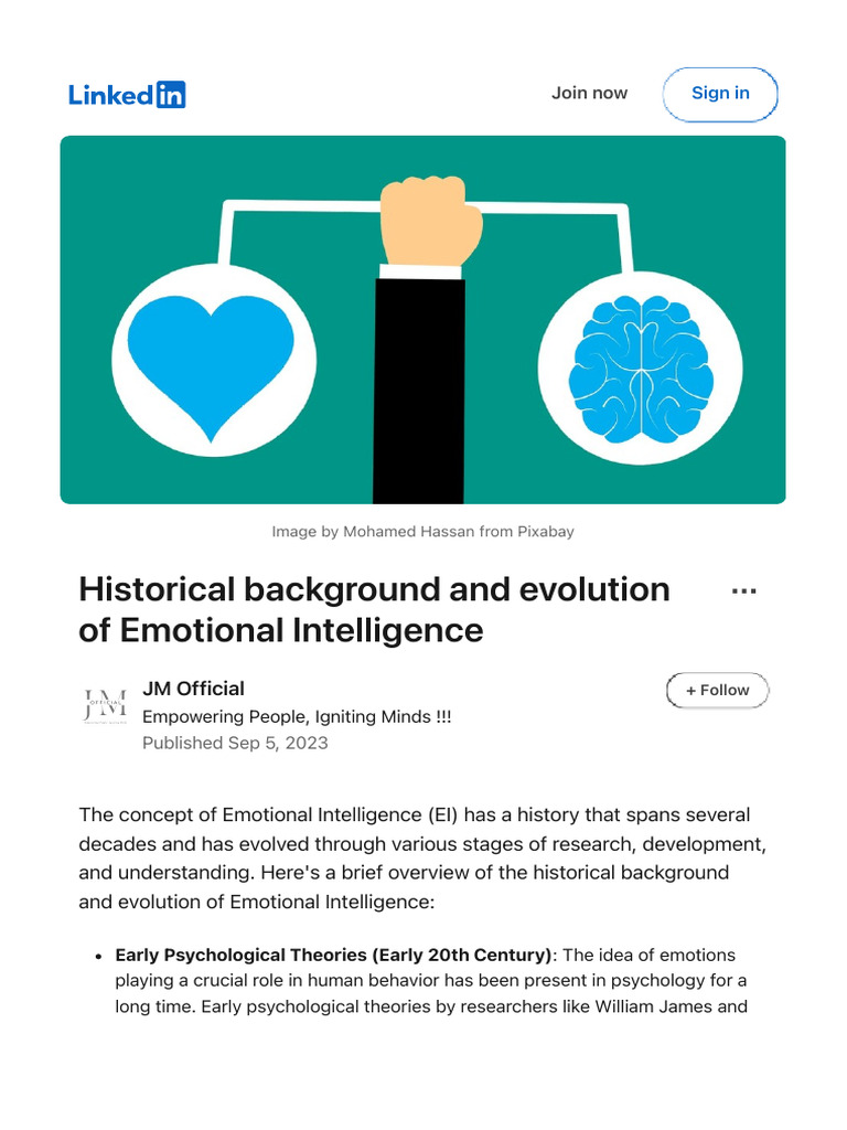 Historical Background and Evolution of Emotional Intelligence | PDF