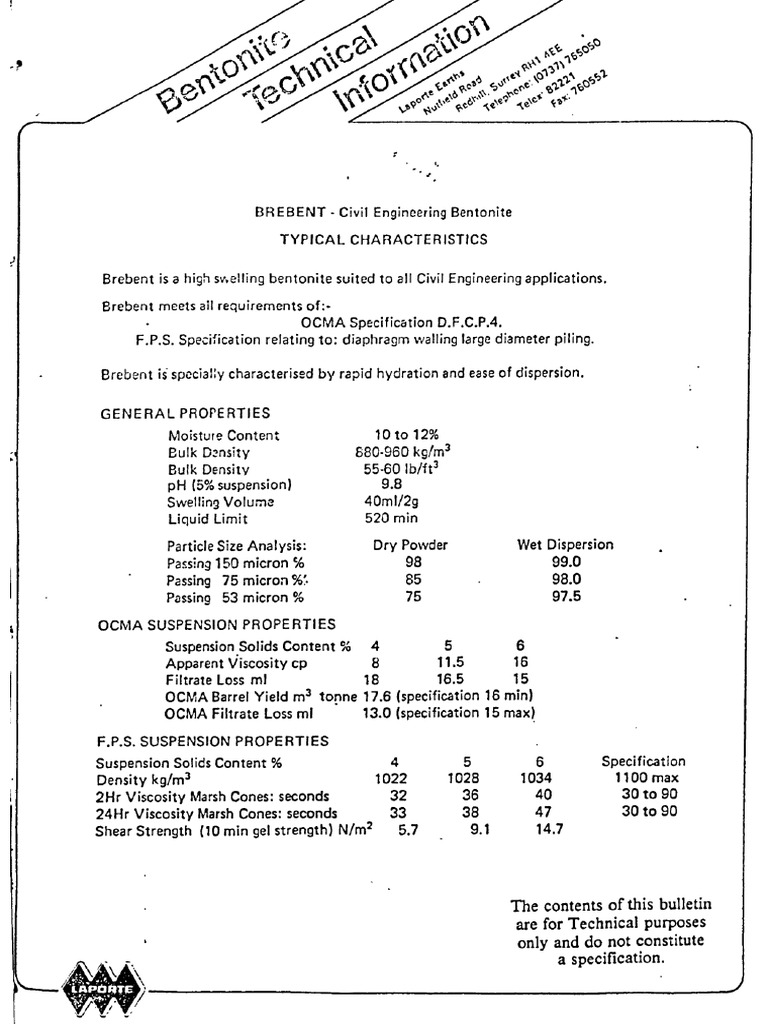Bentonite Properties Pdf